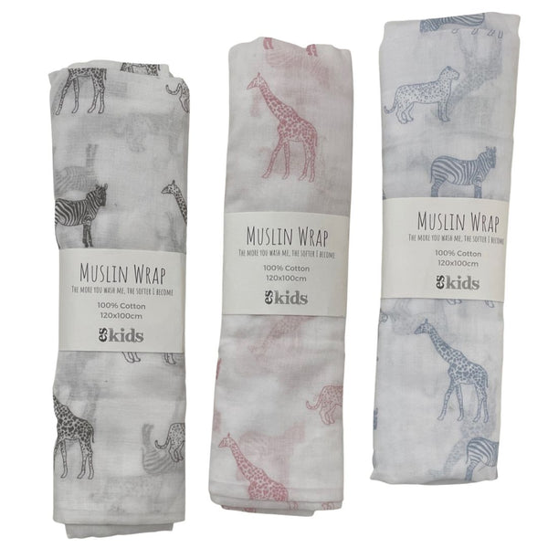 Safari Muslin Wrap (choose colour below) – Pitter Patter Baby